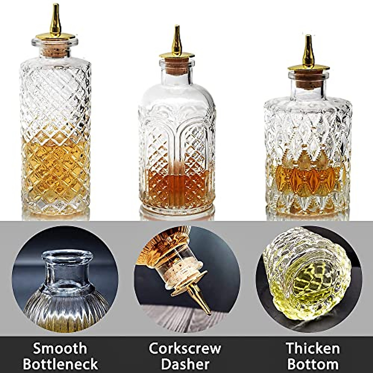 Suprobarware Bitters Bottle for Cocktails - Glass Dasher Bottles with Dash Tops, Great for Bartender,Home Bar