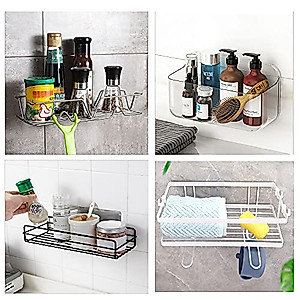 XLQADV Replacement 2 Pcs Adhesive Hooks Sticker for Shower Caddy Basket Shelf SUS304 Stainless Steel (Transparent, Large)