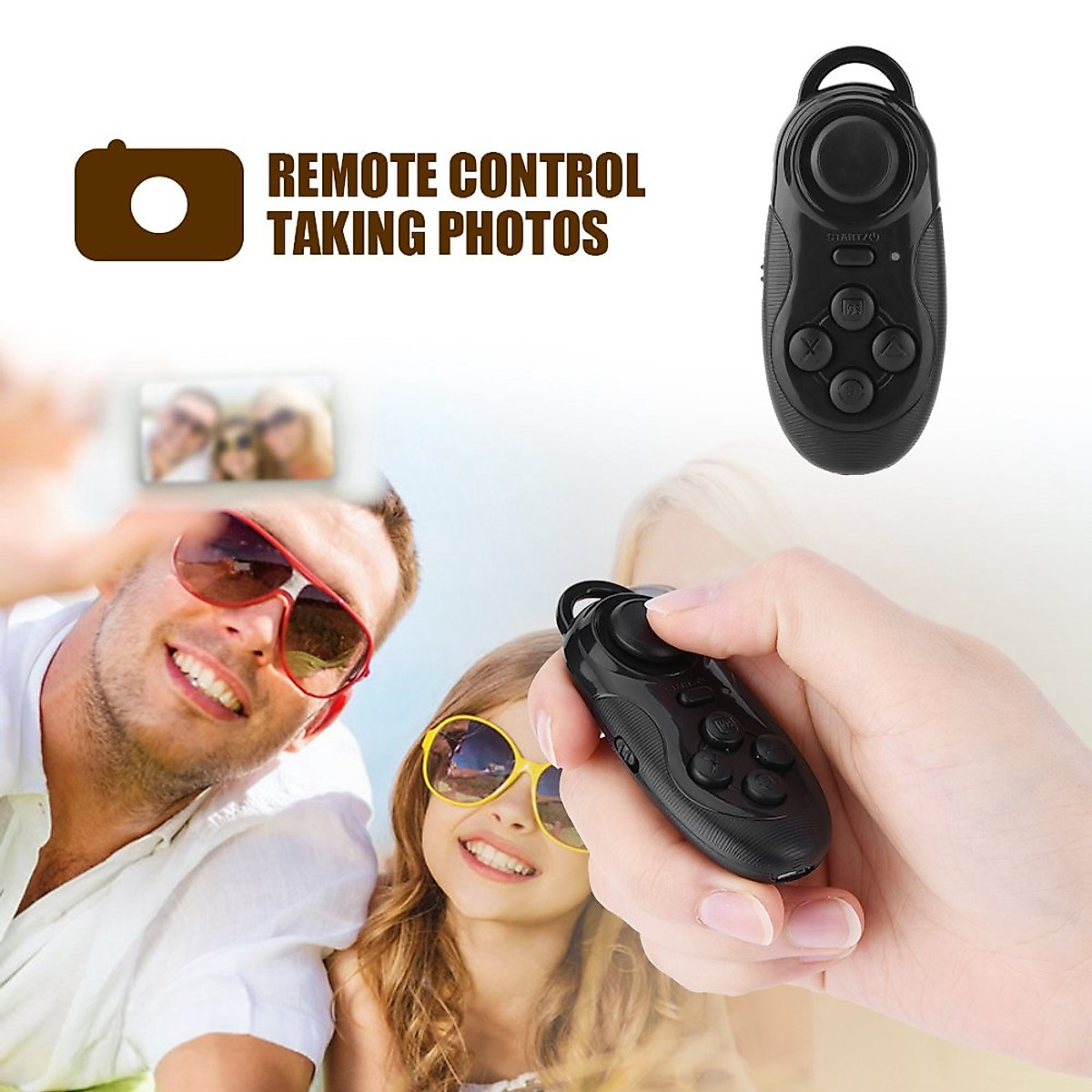 Wireless Gamepad, Wireless Remote Controller Selfie Camera Shutter Wireless Mouse Gamepad 3D VR Glasses Remote Control Compatible with IOS Android PC TV Box (Black)