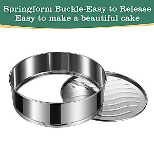 E-Gtong Springform Pan, Stainless Steel Springform Cake Pan, Leakproof & Nonstick Cheesecake Pan, 4" 7" 9" Round cake Pan with 50 Pcs Paper Liners and 7 Pcs Piping Tips