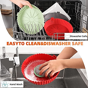 Air Fryer Silicone Liners 3pcs 7.9 Inch Round Air Fryer Silicone Basket 3 to 6QT Reusable Air Fryer Bowls for Flammable Parchment Liner Air Fryer Basket, BPA-free, Heat Resistant, Nonstick