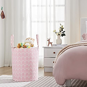 Large Storage Basket for Girls and Boys, Collapsible Laundry Hamper with Long Handles, Toy Bins for Nursery, Kids Room Décor