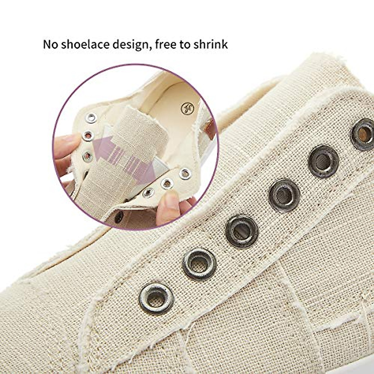 Women's Slip on Shoes Fashion Canvas Sneakers Non Slip Low Top Casual Shoes(Beige.US5)
