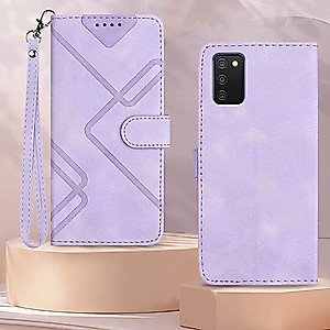 A03s Case Wallet,for Samsung Galaxy A03s Phone Case,Card Holder Leather Kick-stand Flip Cases Protector,Wrist Strap,Magnetic Closure,Shockproof Protective Cover for Galaxy A03s(US Version) (Purple)