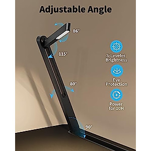 Laptop Bed Tray Desk with LED Desk Light, SAIJI Adjustable Laptop Stand for Bed, XX-Large PVC Leather Foldable Laptop Table with Book Stand, School Supplies for High School College Students (Black)