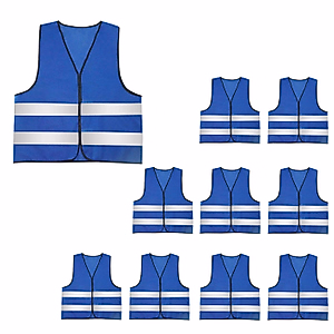 10 Pack High Visibility Vest for Adults Reflective Tape Bright Color Safety Vest Hi-Vis for Mens Womens