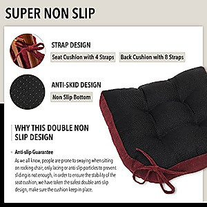 Tromlycs Indoor Rocking Chair Cushion for Rocking Chair Pads Back and Seat Sets with Ties 2 Piece Red