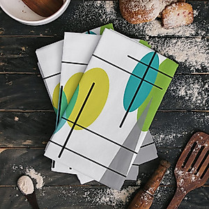 Kitchen Dish Towels 3 Pack-Super Absorbent Soft Microfiber,Mid Century Modern 44 Pattern Decoration Design Cleaning Dishcloth Hand Towels Tea Towels for Kitchen Bathroom Bar