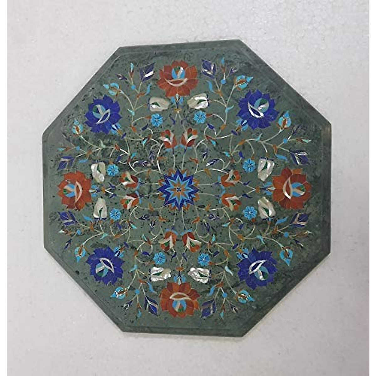 Green Marble Octagon Coffee Table Top Pietra Dura, ballard designs z gallerie dinner table, Ready to Disptach