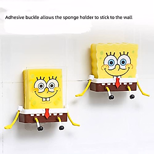 DISJOFEI Kitchen Cartoon Sponge Holder, Creative Cleaning Sponge Holder with 3pc Sponge, Kitchen Sink Sponge Holder