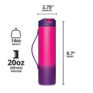 Elemental Iconic 20 oz Water Bottle with Straw Lid, Slim Insulated Water Bottles, Triple Wall Vacuum Stainless Steel Thermos, Reusable Metal Water Flask for Gym, Travel, & Sports - Berry Blast