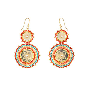 Badu Seed Beaded Circle Beads Earrings Bohemian Dangle Earrings Handmade Bead Fashion Jewelry Drop Earrings for Women