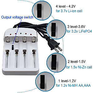 Shockli AA 3.2V Rechargeable Solar Battery with LiFePO4 Charger, AA 3.2 Volt LiFePO4 Solar Battery (4-Pack) for Solar Panel Outdoor Garden Lights
