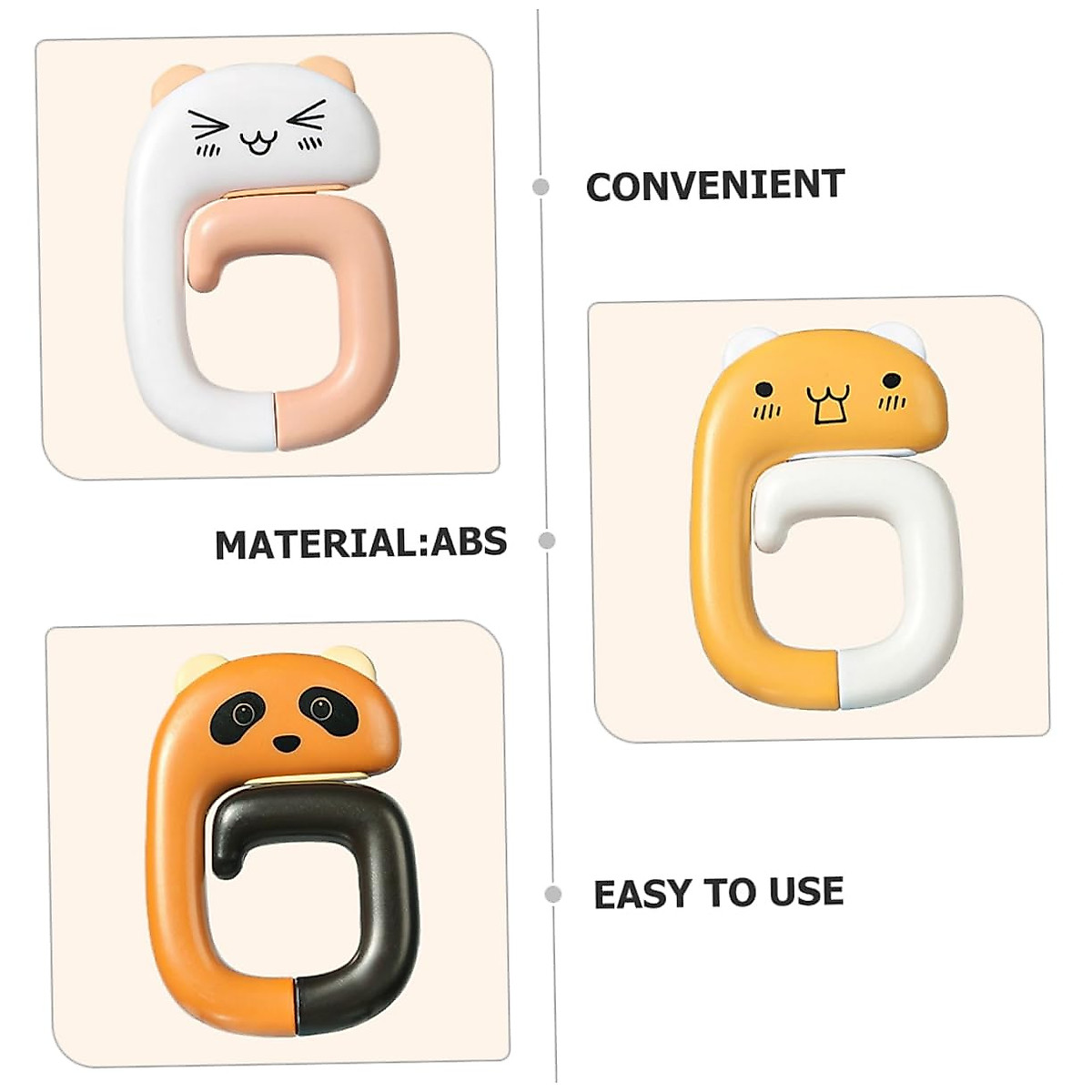 STOBAZA 4pcs Cartoon Animal Desktop Hook Desk Office Bag Hook Nail Handbag Hook Holder Plastic Reusable Hooks Heavy Duty Hangers Tote Multi-Function Hooks Abs Hanger Rack Non-Slip Student