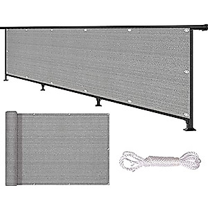 ALBN Balcony Privacy Screen Cover Fence Privacy Protection 85% Blockage Windshield Anti-UV with Eyelet HDPE for Outdoor Yard Wall Garden (Color : Gray, Size : 0.9x3m)