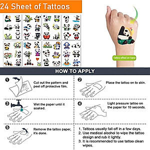 Allberll Panda Party Favor 144Pcs Temporary Tattoos 24 Sheet for Panda Birthday Party Decorations supplies Green