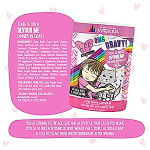 Weruva B.F.F. OMG - Best Feline Friend Oh My Gravy!, Tuna & Duck Devour Me with Tuna & Duck in Gravy Cat Food, 3oz Pouch (Pack of 12)