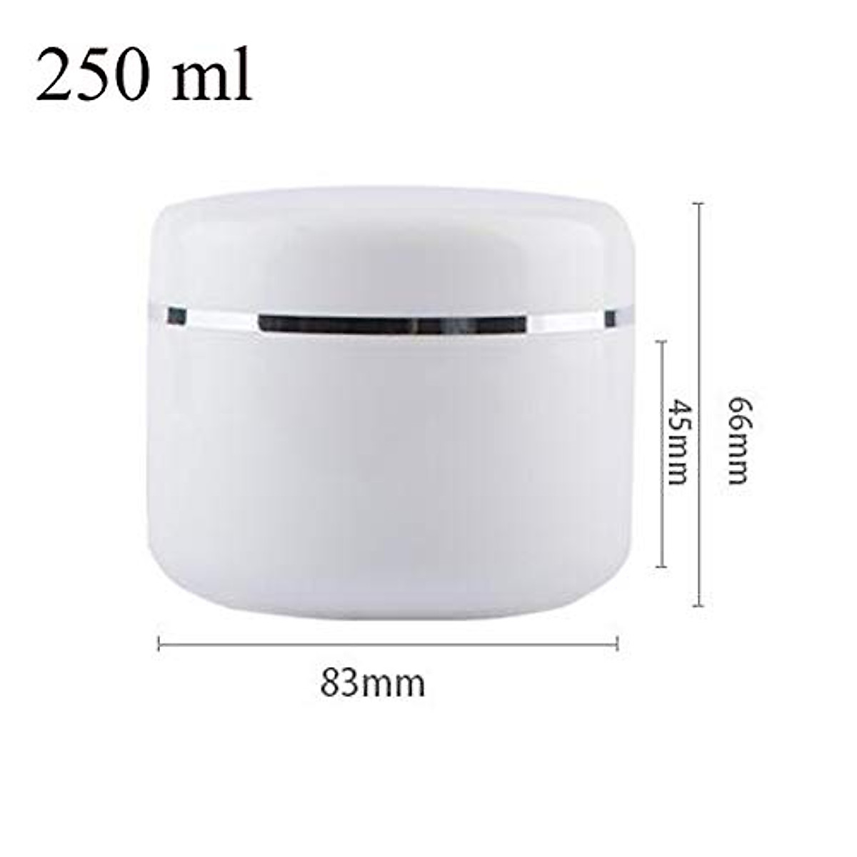 8 Oz (250ml) White Plastic Cosmetic Jars with Inner Liners and Dome Lids Refillable Make-up Cosmetic Containers Pot Case for Scrubs Oils Salves Creams Lip Balm Lotions Nail Accessories Pack of 6