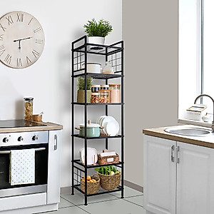 GIOTORENT 6-Wire Standing Storage Shelf, Metal Shelving Unit Pantry Rack for Laundry Kitchen Bathroom Organizer(Black)