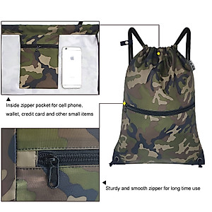 CALACH Large Camo Laundry Bag Backpack + Large Camo Drawstring Bag Backpack Sports Gym Sack