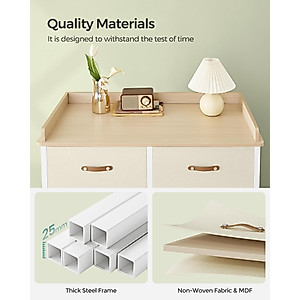 SONGMICS Dresser for Bedroom with 6 Drawers, Chest of Drawers, with Water-Resistant Changing Table, Storage Organizer Cabinet, for Kids Room Nursery Living Room Hallway, Beige UGKR101K01