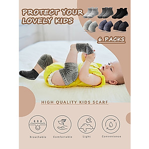 SATINIOR 6 Pairs Baby Knee Crawling Pads Anti-Slip Knee Protectors Toddler Infant Boys Girls Non-Slip Socks (Black, Dark Gray, Light Gray), One Size