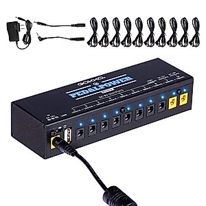 GOKKO Guitar Pedal Power Supply 10 Isolated DC Output for 9V 12V 18V Effect Pedal with Smart Short Circuit and Over Current Protection