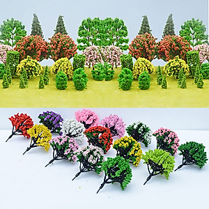 Woohome 60 PCS Miniature Trees Mixed Model Trees, Mixed Colors Accessories Model Train Scenery Architecture Trees Fake Trees for Building Model, Model Scenery with No Bases for DIY Crafts