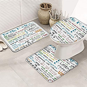 Libaoge Bathroom Mat Sets 3 Piece/Set Rugs Family Rule Cartoon Artistic Print Memory Foam Mat Set Matches Anti-Skid Absorbent Toilet Seat Cover Bath Mat Lid Cover 20"x31"+16"x18"+16"x20"