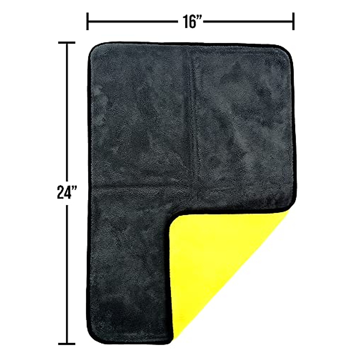 Proje Premium Car Care - Large Microfiber Drying Towel - 800 GSM Car Drying Cloth - Super Absorbent - Scratch Free and Lint Free - Wont Bleed - One Pass Drying Towel - 16"x24" Gray/Yellow 3-Pack