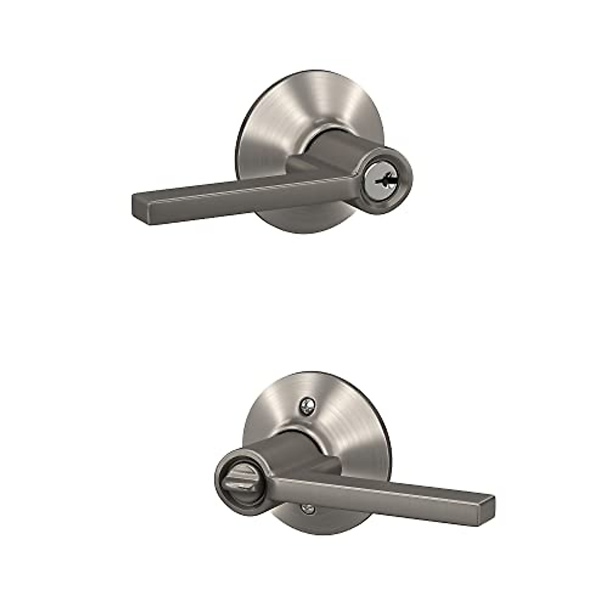 Schlage F51A LAT 619 Latitude Door Lever, Keyed Entry Lock, Satin Nickel