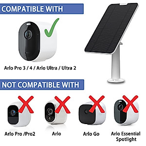 4W 6V Solar Panel Compatible with Arlo Pro 3/Pro 4/Arlo Ultra/Ultra 2/Arlo Go 2 only, Includes Secure Wall Mount, IP65 Weatherproof,13.1ft Power Cable
