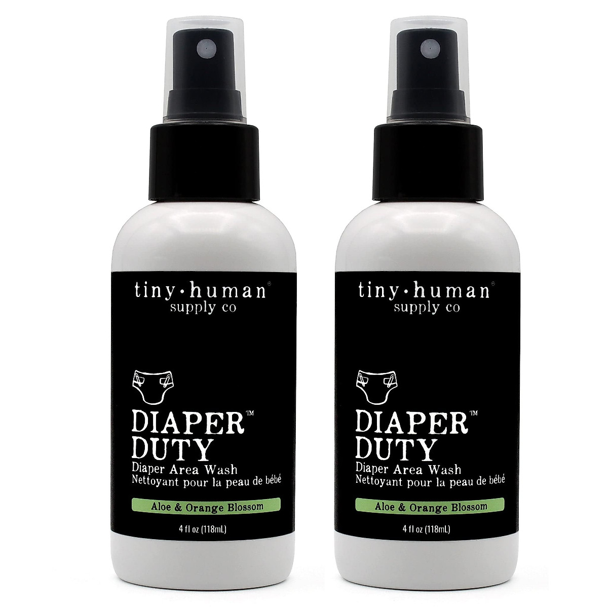 Diaper Duty Diaper Area Wash 4oz (2 Pack), Orange Blossom & Aloe, Gentle Cleansing Spray for Cloth Diapers, Calming & Soothing