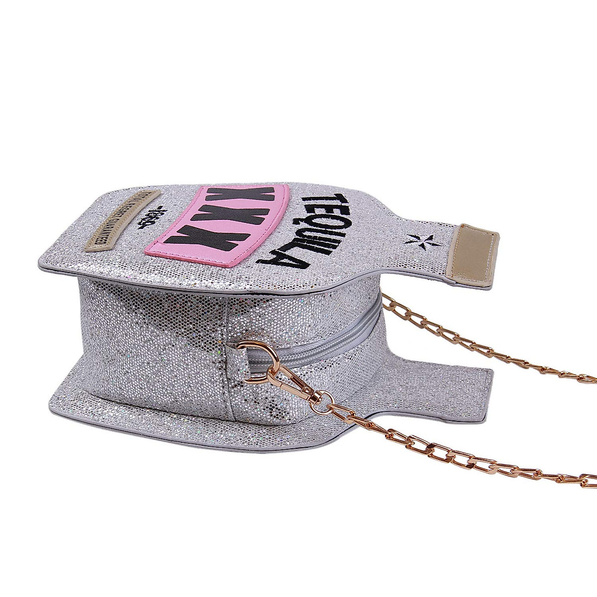 Lanpet Women Sequins Cross Body Bag Bottle Shaped Evening Chain Strap Shoulder Bag