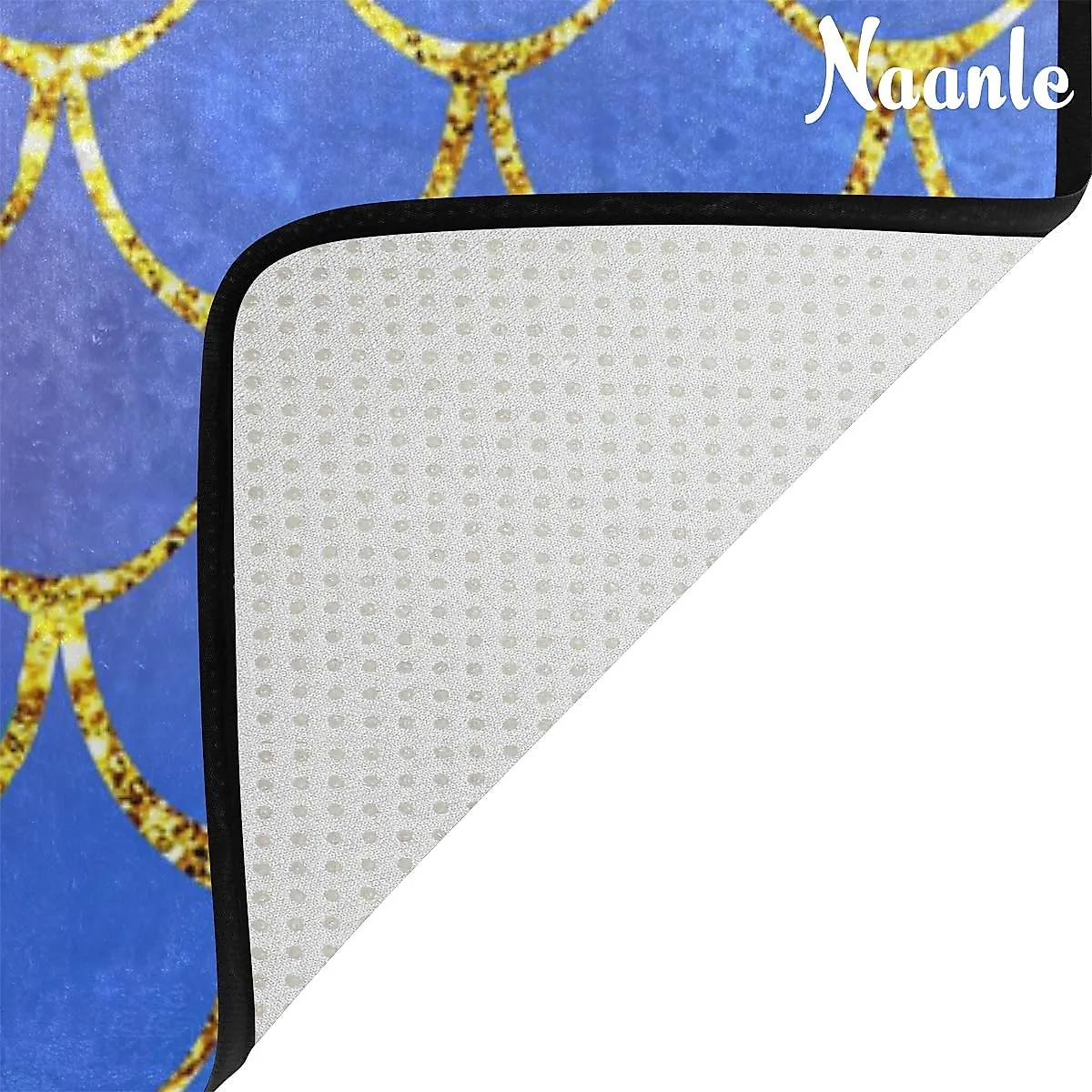Naanle Mermaid Non Slip Area Rug for Living Dinning Room Bedroom Kitchen, 4' x 6'(48 x 72 Inches / 120 x 180 cm), Colorful Mermaid Scale Nursery Rug Floor Carpet Yoga Mat
