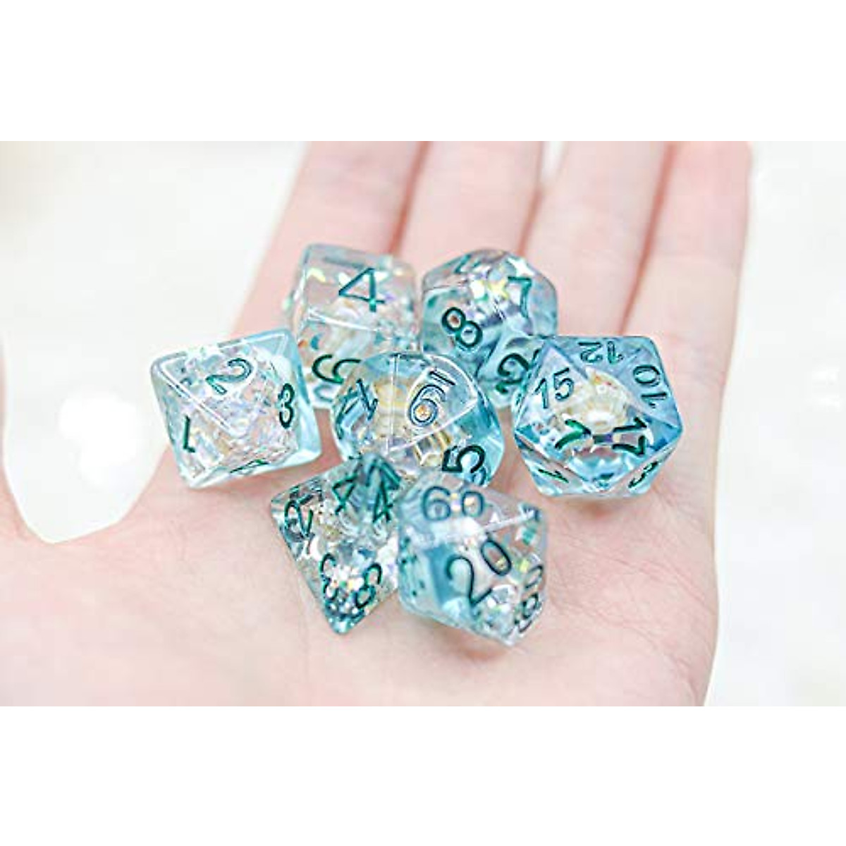 Blue Ocean of Seashell DND Dice Set for Dungeons and Dragons Gifts, D&D, D and D, Pathfinder, Accessories, D20, Polyhedral, Resin Dice, Metal, Dice Tray, Tower, Bag, Box