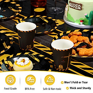 173 Pcs Construction Birthday Party Supplies Serves 24, Include Construction Tablecloth, Dump Truck Banners, Construction Theme Plates Napkins Tableware Set for Kids Construction Birthday Party Supply