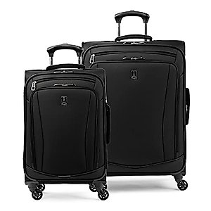 Travelpro Runway 2 Piece Luggage Set, Carry-on & Convertible Medium to Large Check-in Expandable Luggage, 4 Spinner Wheels, Softside Suitcase, Men and Women, Black
