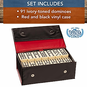 WE Games Double Twelve Dominoes Set - 91 Dominoes in Retro Travel Case - Ideal for Family Games - Perfect for Game Night