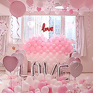 Valentines Day Balloons, CAKKA 315PCS Pink Heart Balloons with Rose Petals, Love Foil Balloon, I Love You Tail Balloon for Valentine’s Day Mother Day Anniversary Proposal Party Favor Decoration Decor