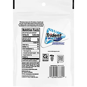 Trident White Sugar Free Gum, Peppermint, 180 Count (Packaging May Vary)