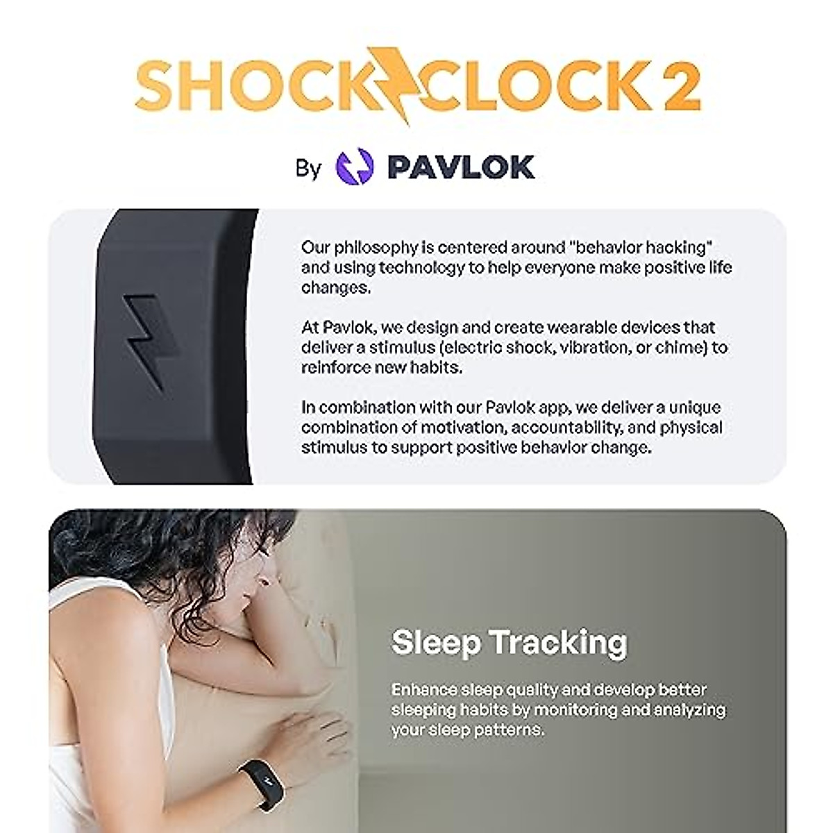 Pavlok Shock Clock 2 | Silent Alarm Clock | Ideal for Heavy Sleepers | Couples' Favorite | Wake Up On Time | Vibrating Alarm | Students' Best Friend