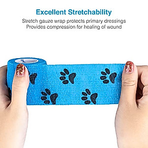 WePet Pet Wrap, Self-Adhesive Non-Woven Tape for Dog Legs, Paws, Wounds, First Aid Cohesive Gauze for Horse, Cat, Bird, Animal, 6 Rolls, 2 Inch