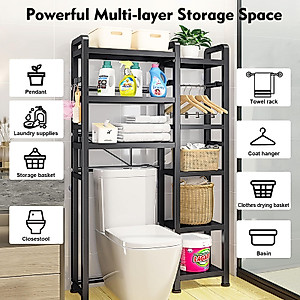 BVBOX Over The Toilet and Washer Storage Shelf, Bathroom Organizer with Adjustable PositionShelf, Bathroom Storage, Width-Adjustable Storage Rack for Restroom, Laundry