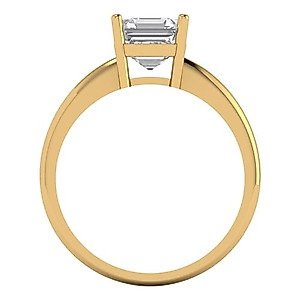 Clara Pucci 1.50 ct Asscher Cut Solitaire White Lab Created Sapphire Engagement Bridal Promise Anniversary Ring 18K Yellow Gold Size 3.5