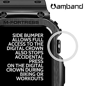 amBand Bands Case Compatible with Apple Watch 45mm, Moving Fortress Rugged Metal Bumper Men Tactical TPU Military Strap Protective Cover Accessories Compatible for iWatch 45 mm Series 9/8/7 Black