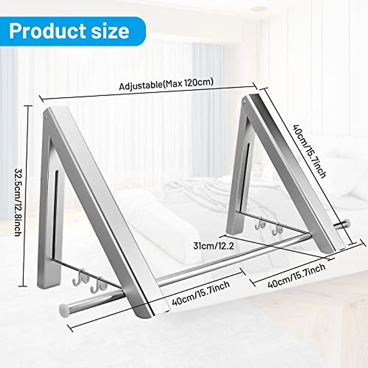 RUOYEEHOME Foldable Retractable Wall Hanging Drying Rack Space-Saving for Balcony Bathroom Laundry Room Foldable Invisible Drying Rack Storage