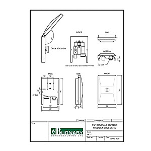 Burnaby Manufacturing Ltd BBQ-SS-50 BBQ Gas Outlet, 1/2-Inch, Stainless Steel