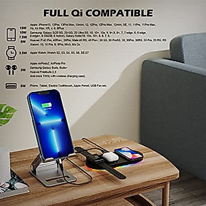 Minthouz 4 in 1 Wireless Charger, 18W Fast Wireless Charging Station for iPhone 13/12/11/XR/X/8 Series/Samsung Phone, Wireless Charging Pad Compatible with Apple Watch, AirPods (with 1 USB C-A Cable)
