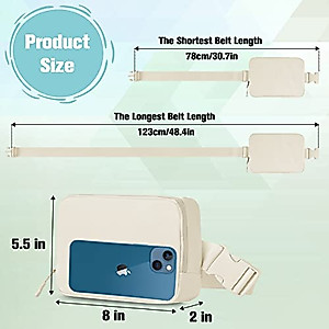 TDIFFUN Fanny Packs for Women Men, Fashion Waist Pack Small Belt Bag with Adjustable Strap for Running, Travel and Hiking, Cream